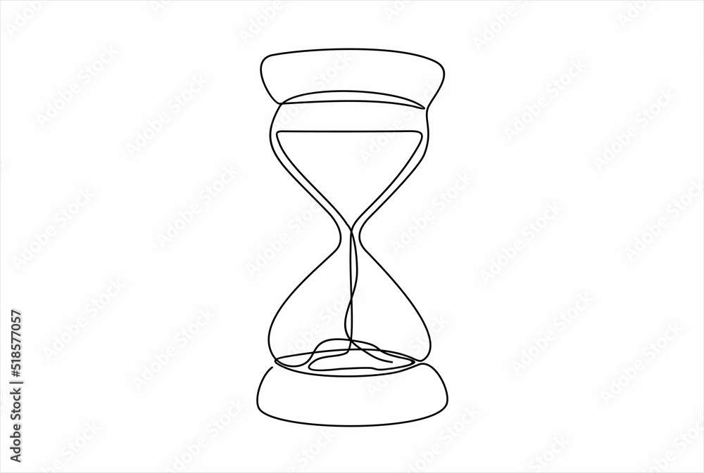 continuous one line vector drawing of hourglass. Line art. Stock Vector ...