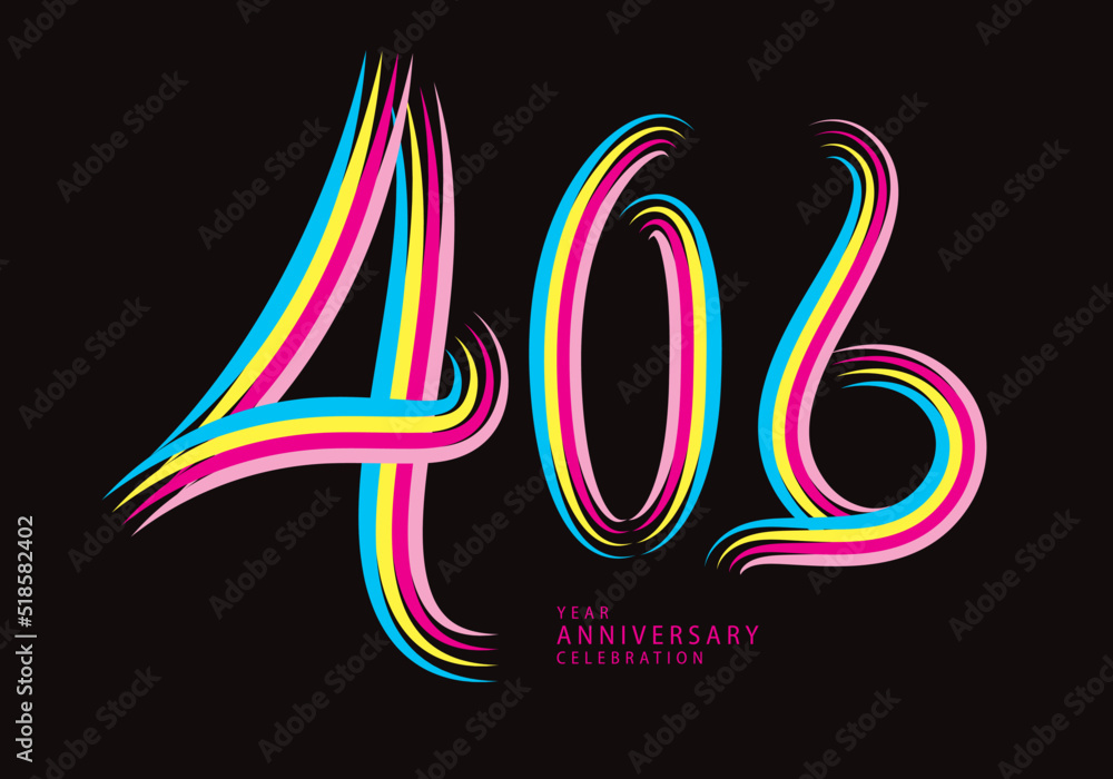 406 number design vector, graphic t shirt, 406 years anniversary ...