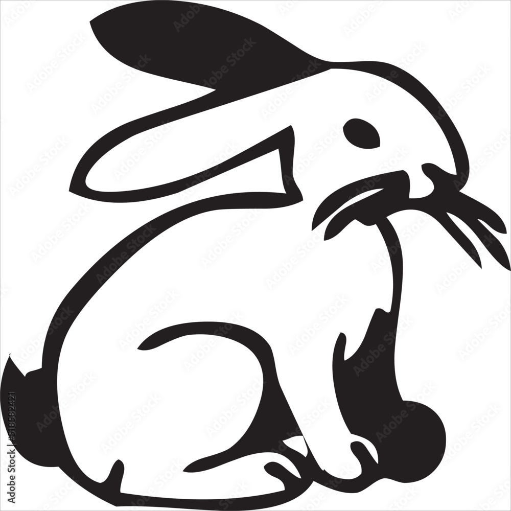 Vector, Image of rabbit icon, black and white color, transparent ...