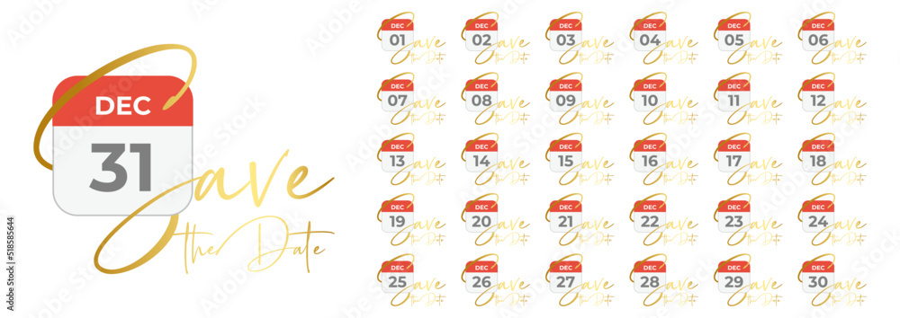 Save the date with calendar logo, month of december Stock Vector ...