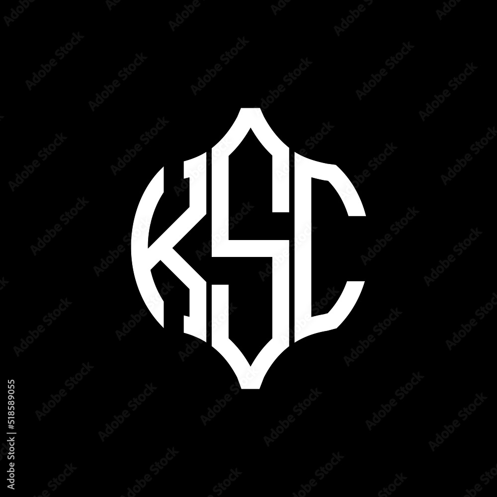 KSC letter logo. KSC best black background vector image. KSC Monogram ...
