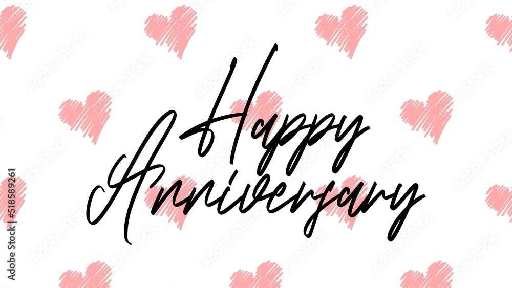 Happy Anniversary writing with heart background, colorful, cheerfull ...