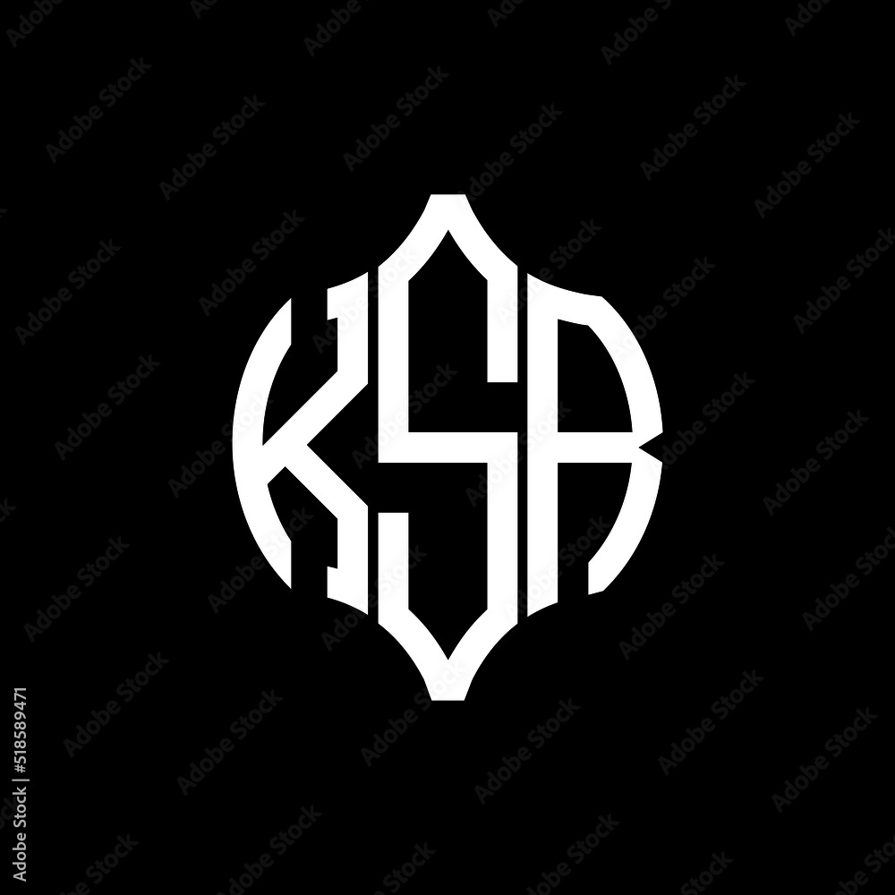KSR letter logo. KSR best black background vector image. KSR Monogram ...