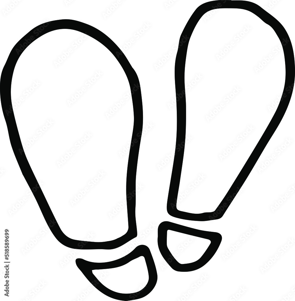 Footprints, hand-drawn footprints. Hand-drawn doodles illustration ...