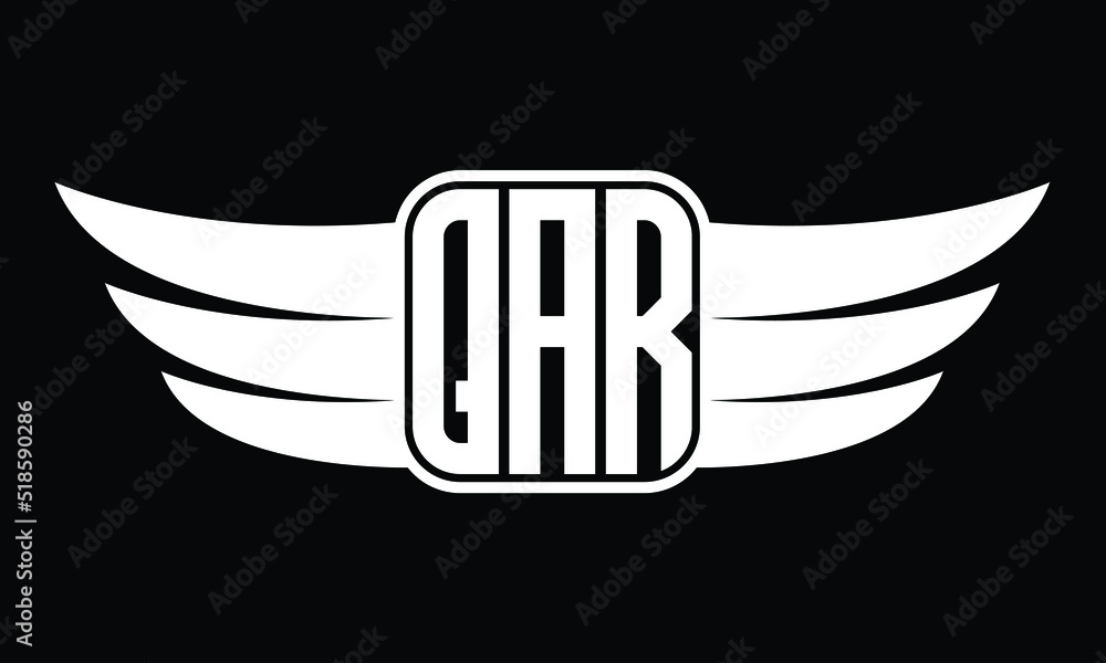 QAR three Letter Wings Flying Initial wing symbol minimalist creative ...
