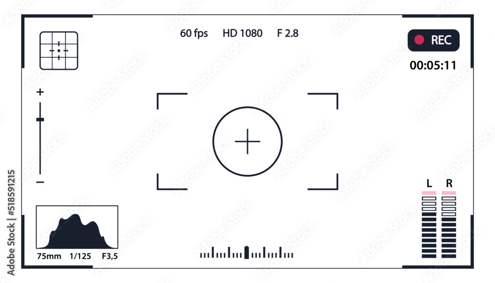 Viewfinder vector template- record frame isolated on transparent ...