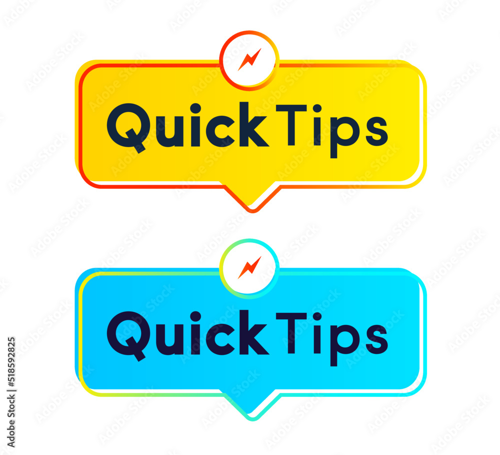 Quick tips sticker vector set modern style for tooltip badge, solution ...