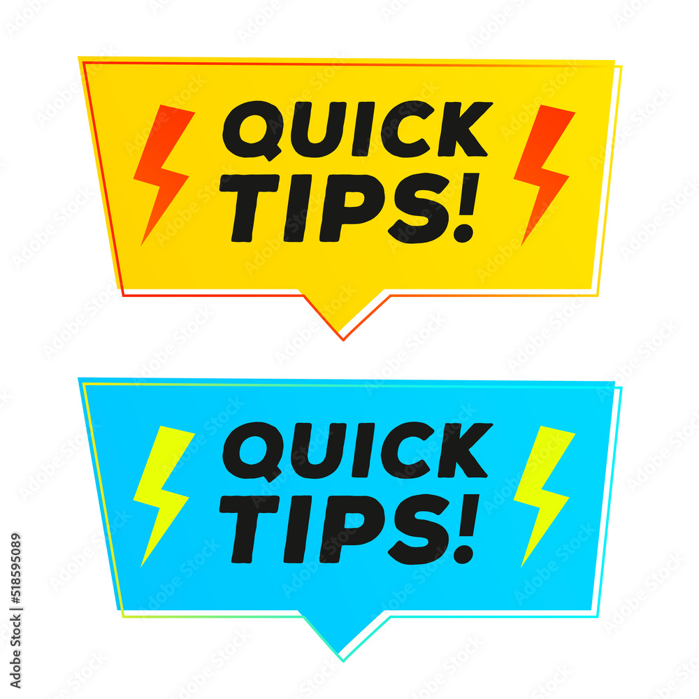 Quick tips vector sticker set modern style for tooltip badge, solution ...