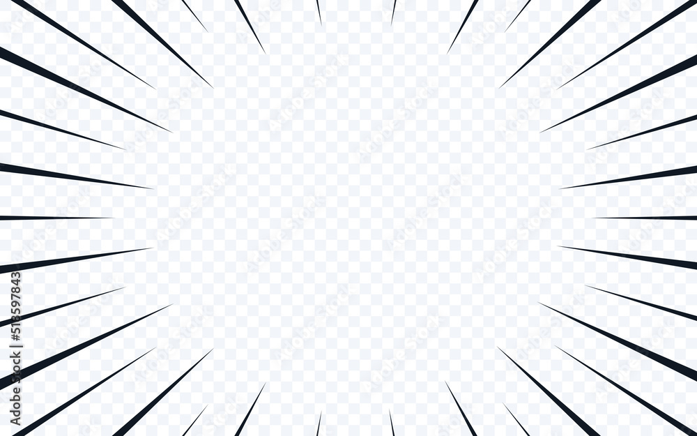 Comics book speed lines on transparent background stripe and radial ...