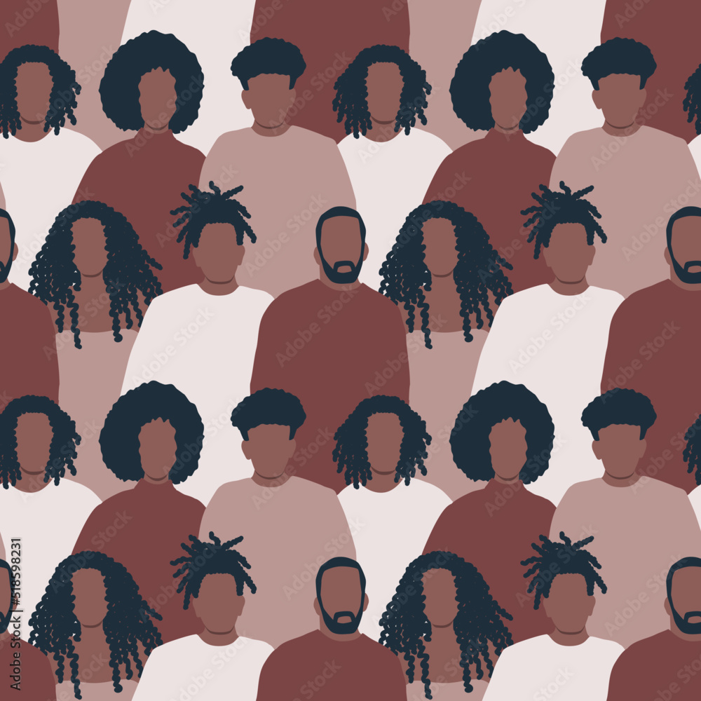 Seamless background with black men and black women. There are ...
