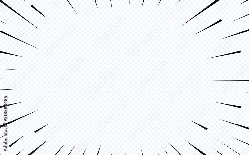 Comic book speed lines on transparent background stripe and radial ...