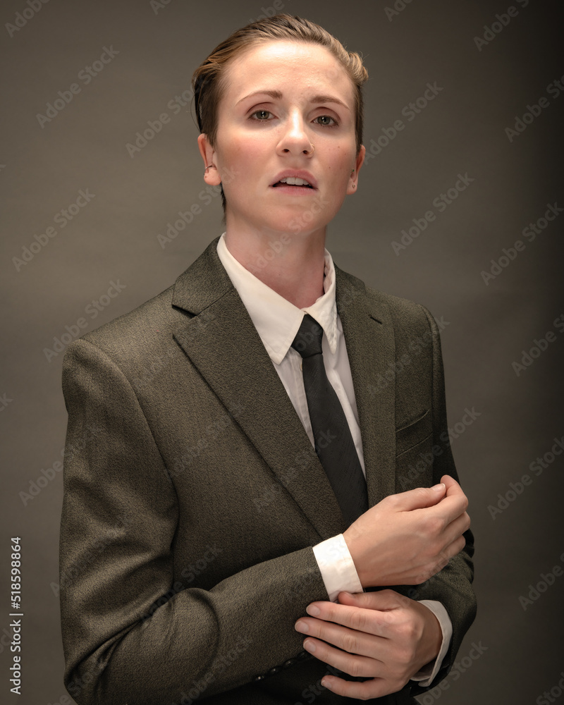Young, attractive, gender non-binary, Los Angeles citizen poses in ...