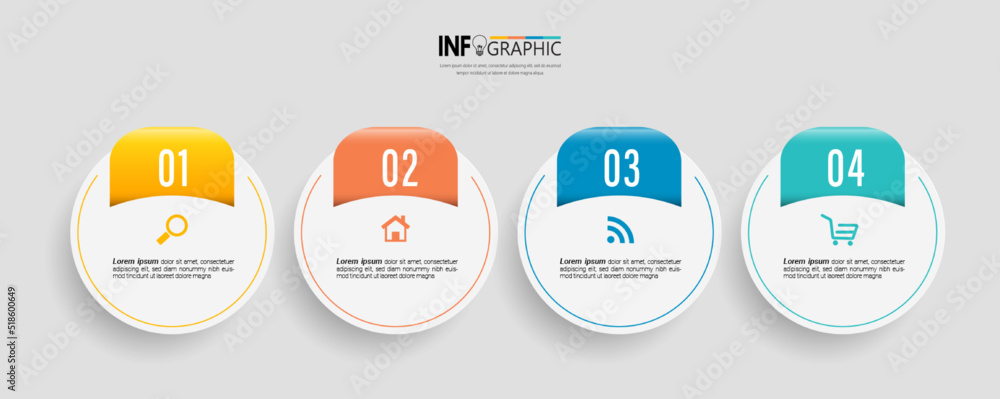 Circle infographic elements with 4 steps Stock Vector | Adobe Stock