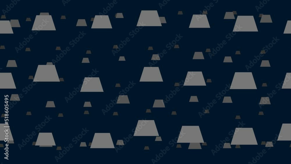 Trapezoid symbols float horizontally from left to right. Parallax fly ...