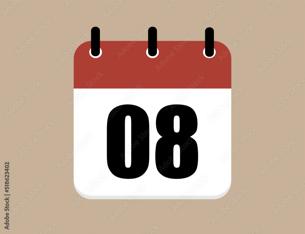 Calendar icon day 8. Days of the year. Vector illustration simple ...