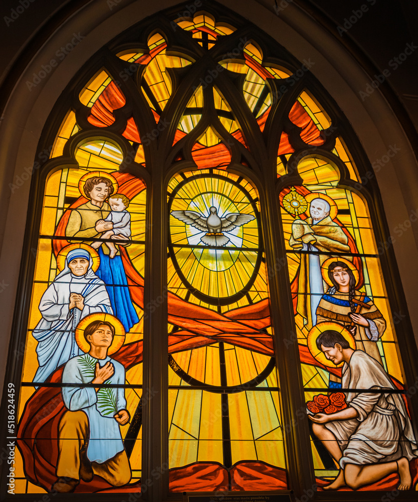 Stained glass window of Cathedral of the Holy Rosary is French Gothic ...