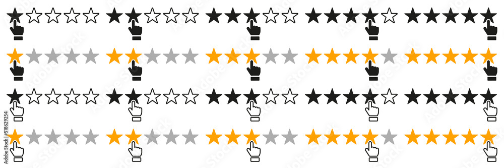 Set of star rating icons. Rating icon, customer reviews, user feedback ...