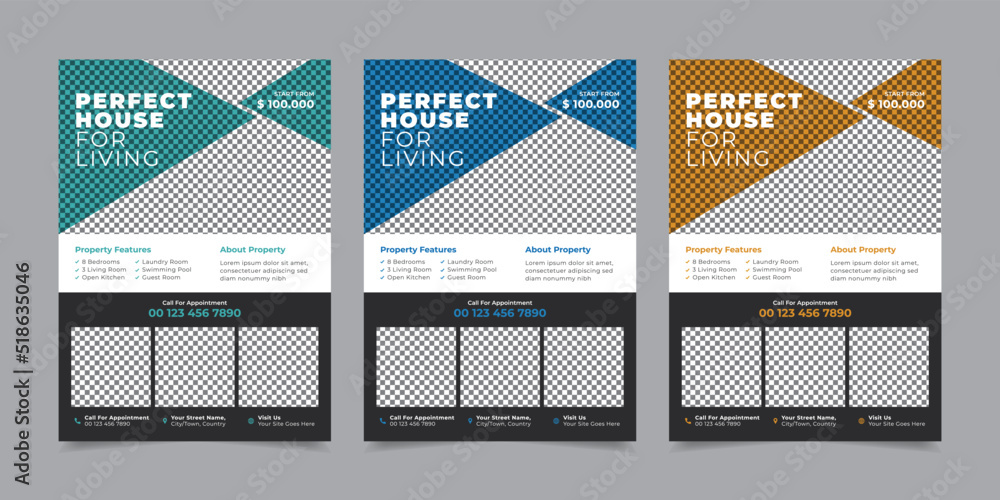 Real Estate Flyer Design Vector Layout Background, Brochure Cover ...