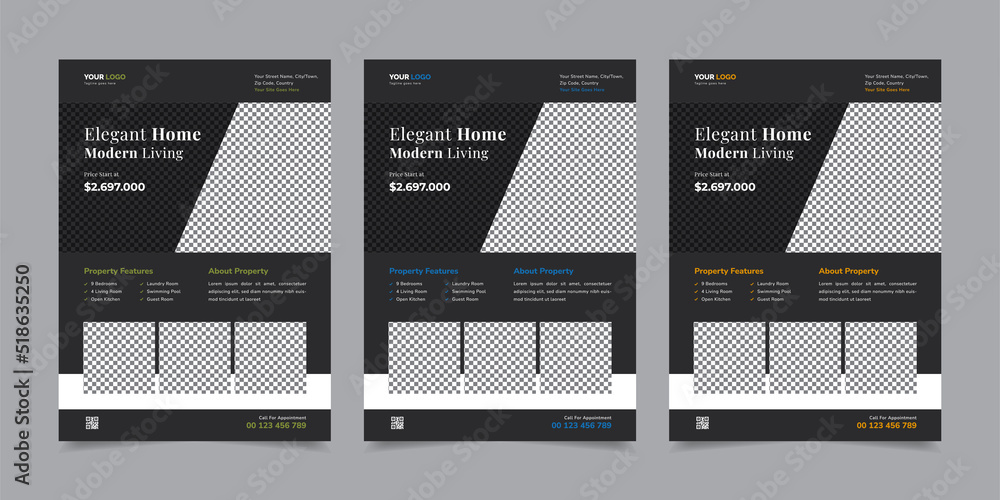 Real Estate Flyer Design Vector Layout Background, Brochure Cover ...
