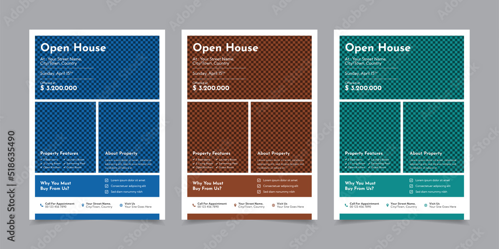Real Estate Flyer Design Vector Layout Background, Brochure Cover ...