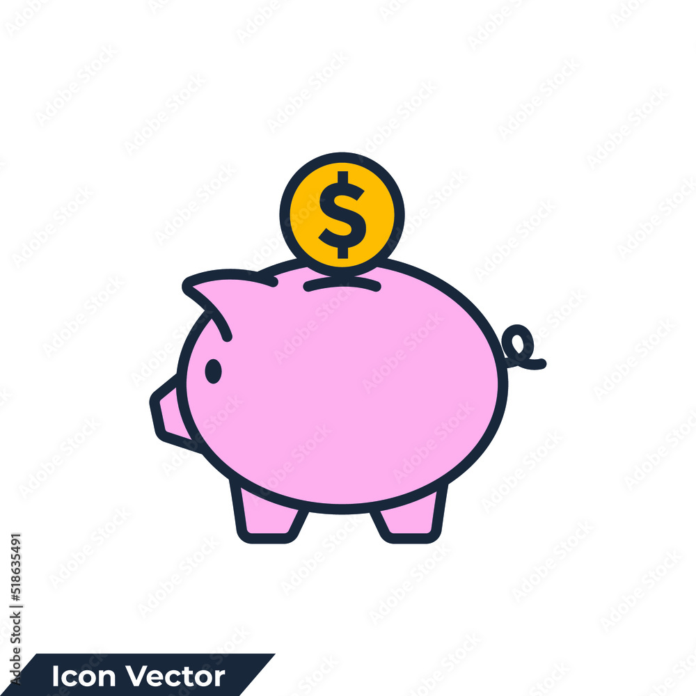 piggy bank icon logo vector illustration. Money saving symbol template ...