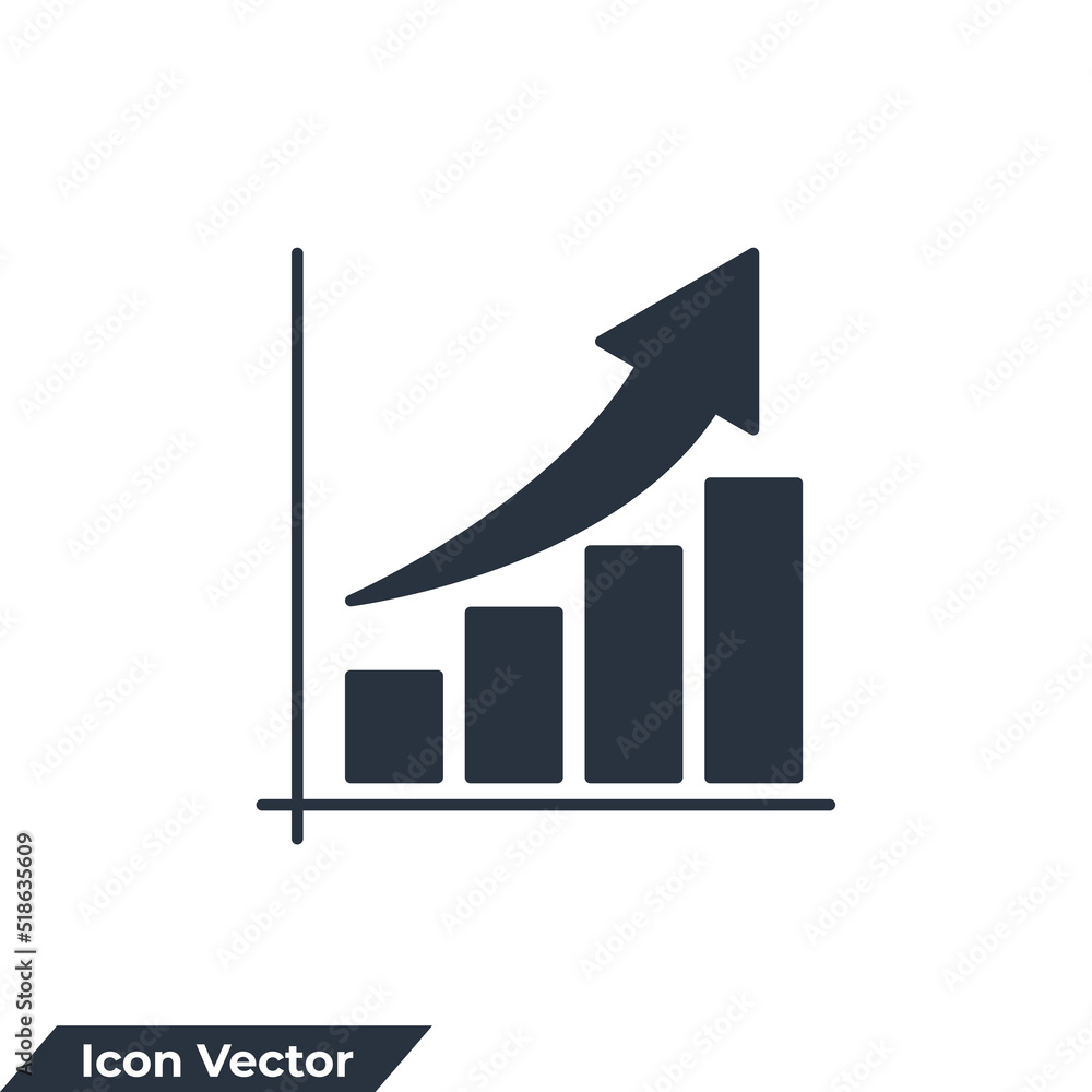 growth icon logo vector illustration. Growing bar graph symbol template ...