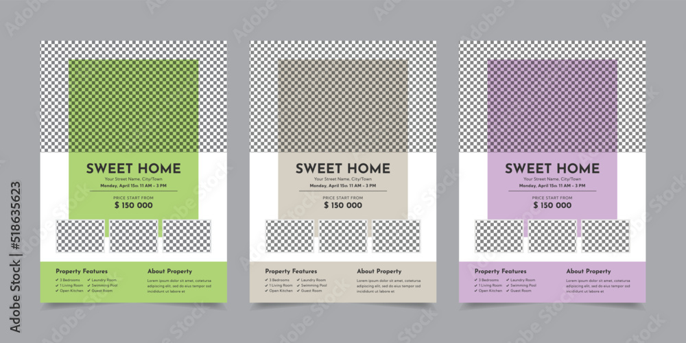 Real Estate Flyer Design Vector Layout Background, Brochure Cover ...