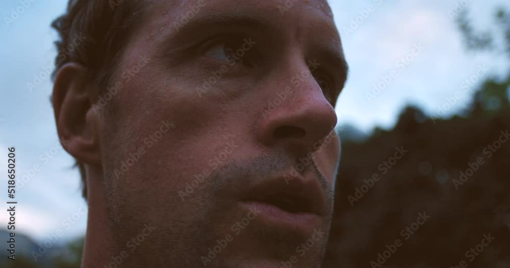Fit, active man with a tired face after a fitness training workout ...