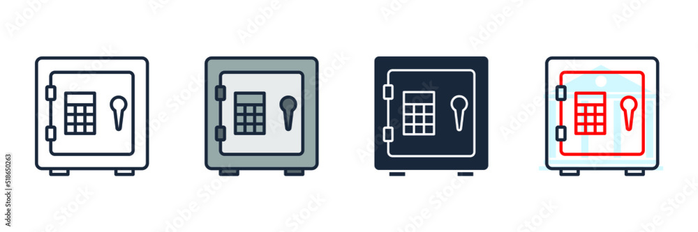 bank safe icon logo vector illustration. Money safe and Locker symbol ...