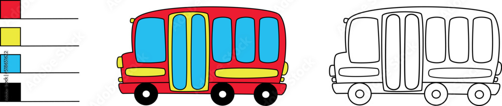 coloring pattern bus drawing with example white background Stock Vector ...