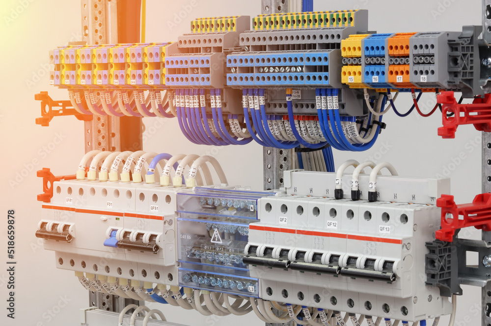 Automatic current switches installed in the electrical panel to protect ...