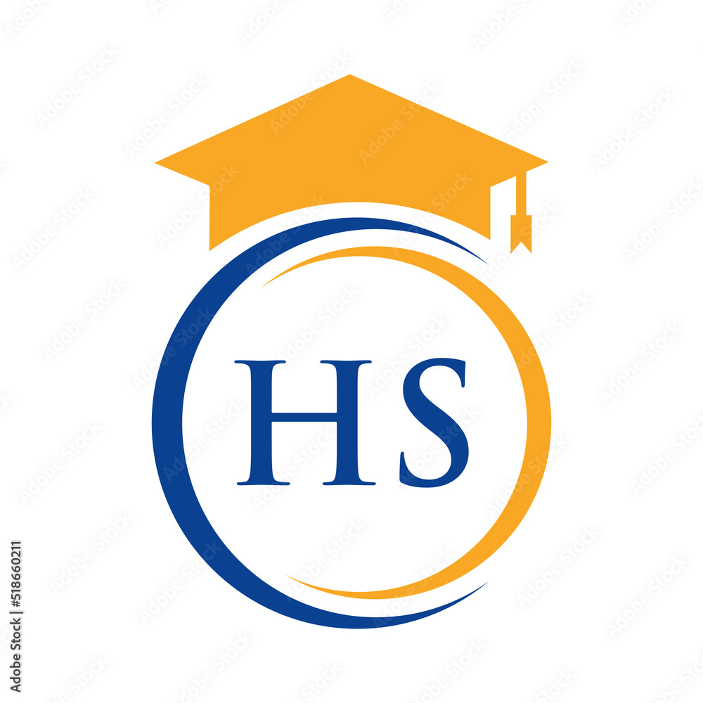 Letter HS Education Logo Concept With Educational Graduation Hat Vector ...