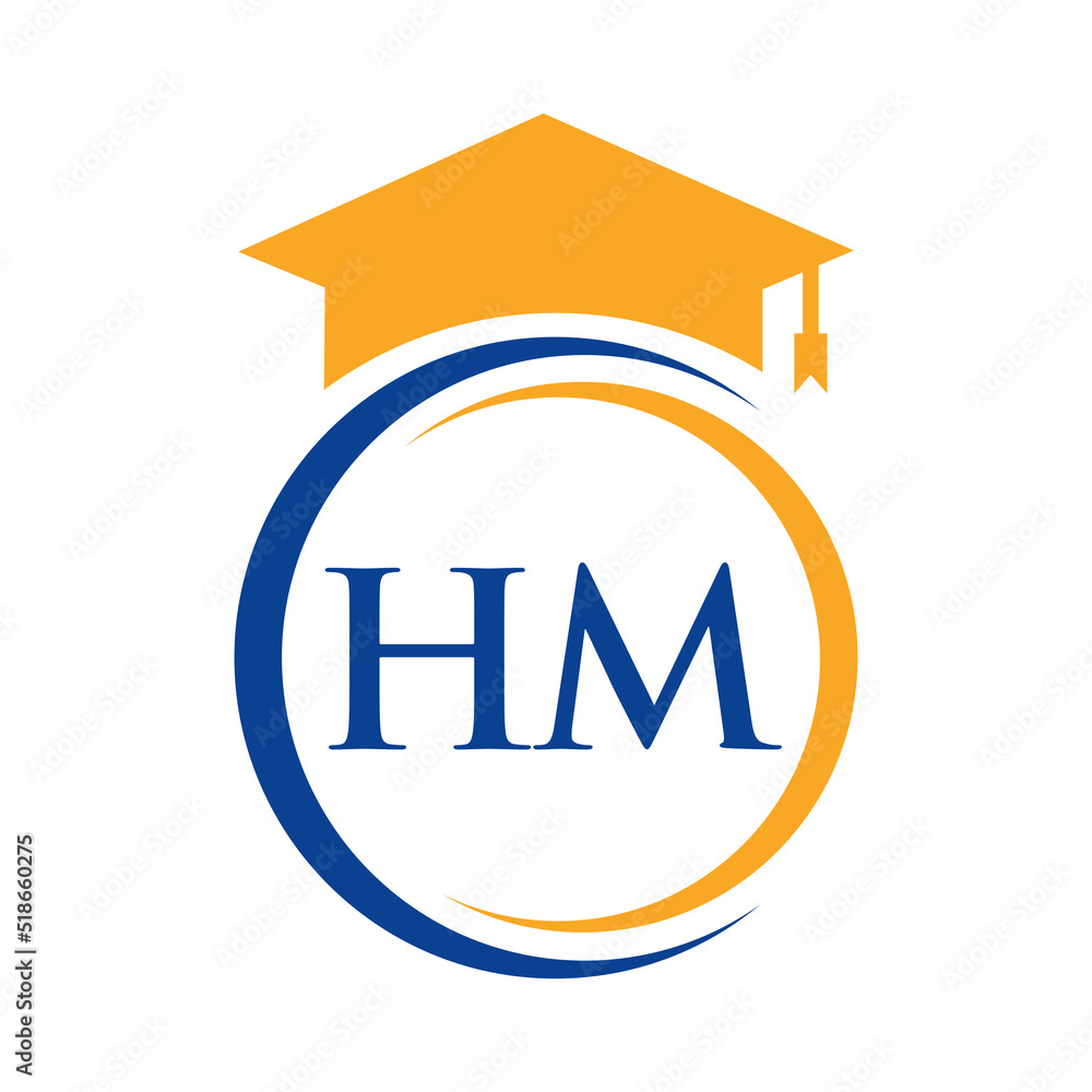 Letter HM Education Logo Concept With Educational Graduation Hat Vector ...