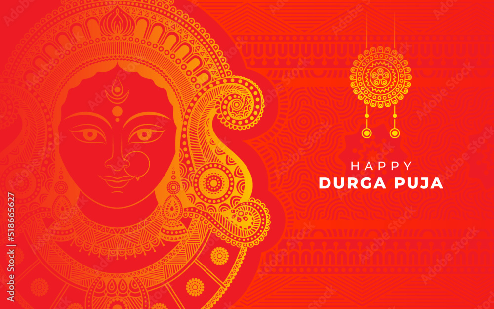 Happy Durga Puja Festival Celebration Greeting Background Design ...