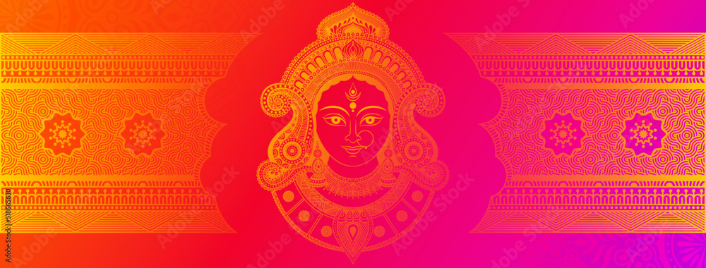 Happy Durga Puja Festival Celebration Banner Background Template Design ...
