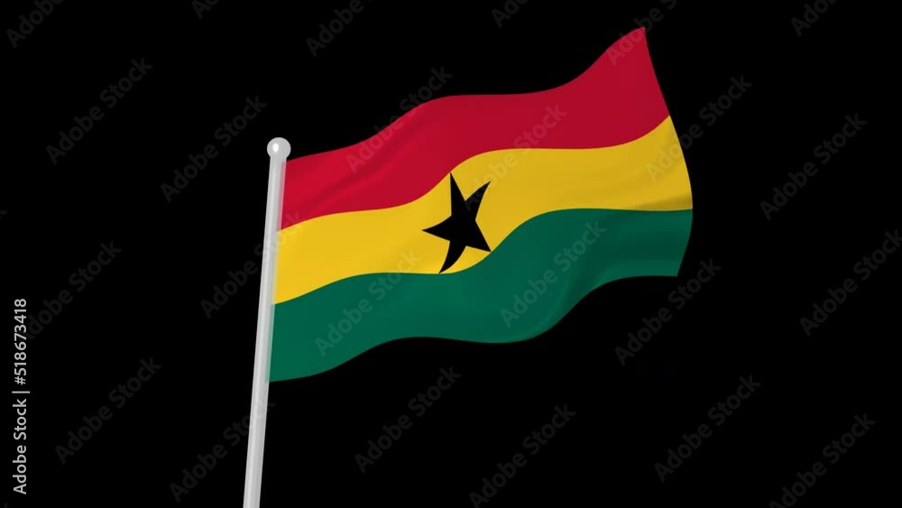 ghana flag waving animated black background, National flag wave animation Stock Video | Adobe Stock