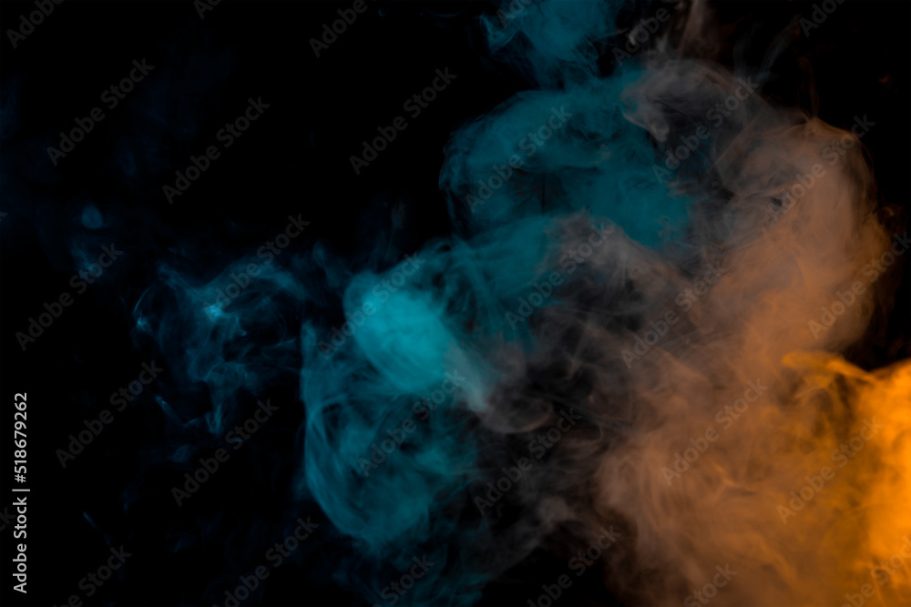 movement of a cloud of cigarette vapour in different colours degrading ...