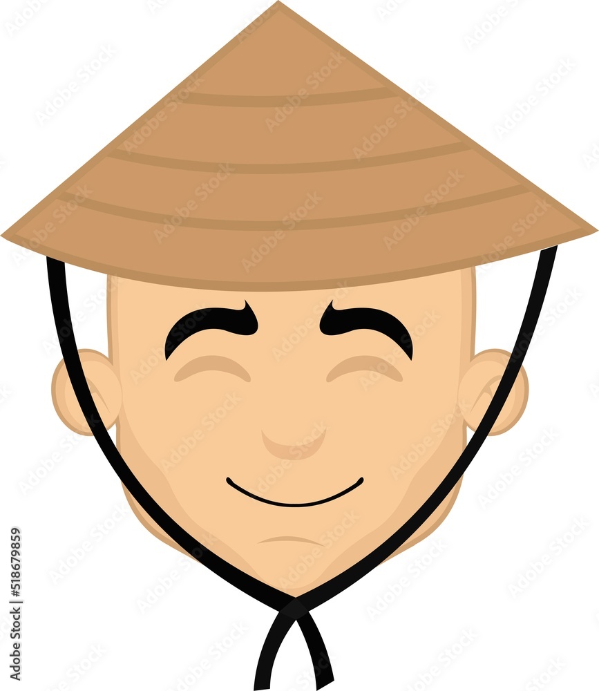 Vector illustration of a cartoon man's face with a cheerful expression ...