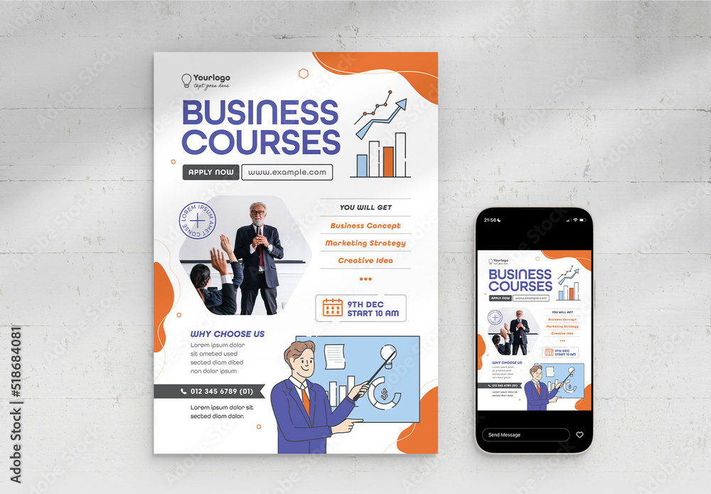 Modern Business Education Flyer Poster Stock Template | Adobe Stock