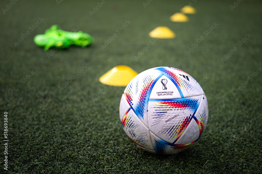 Thailand - July 2022 : Adidas "Al Rihla" the official match ball for ...