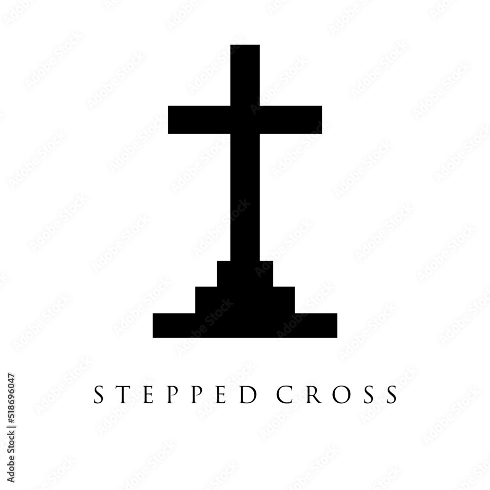 stepped cross vector illustration. Christians catholicism icons tribal ...