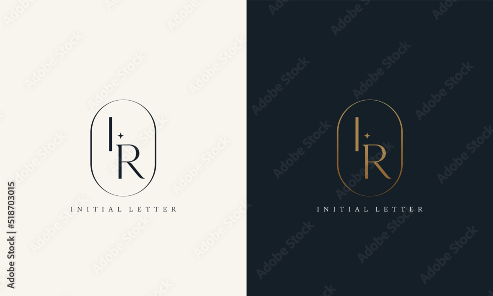 premium IR logo monogram with gold circle frame. luxury initials design ...