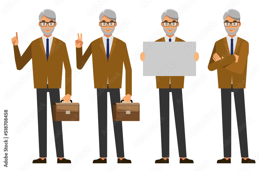 cartoon business man wear suit character set ,Vector illustration Stock ...