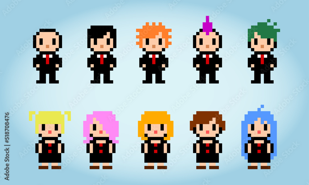 Avatar game collection pixels. Vector illustration of 8 bit game assets ...