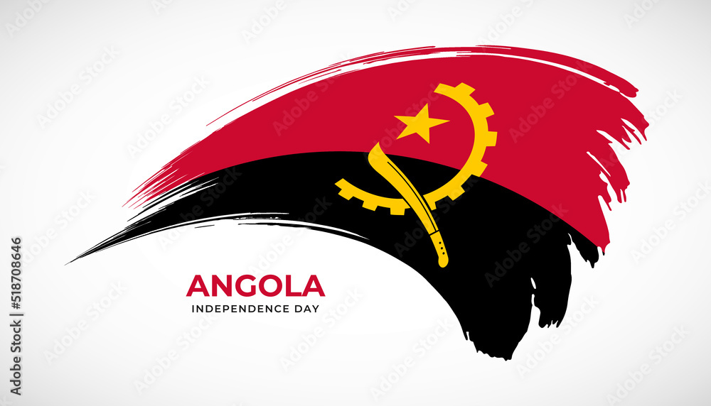 Hand drawing brush stroke flag of Angola with painting effect vector ...