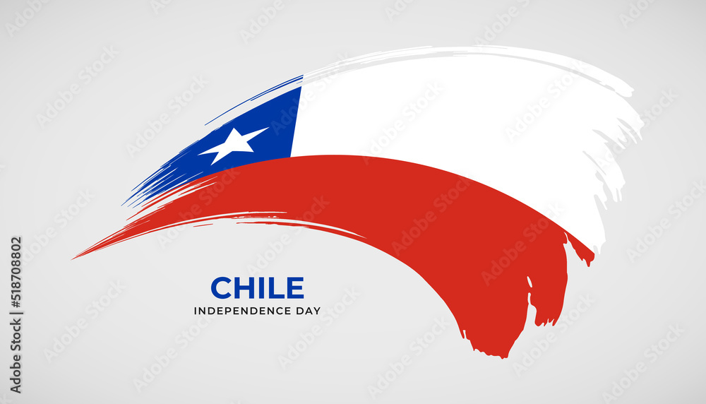 Hand drawing brush stroke flag of Chile with painting effect vector ...