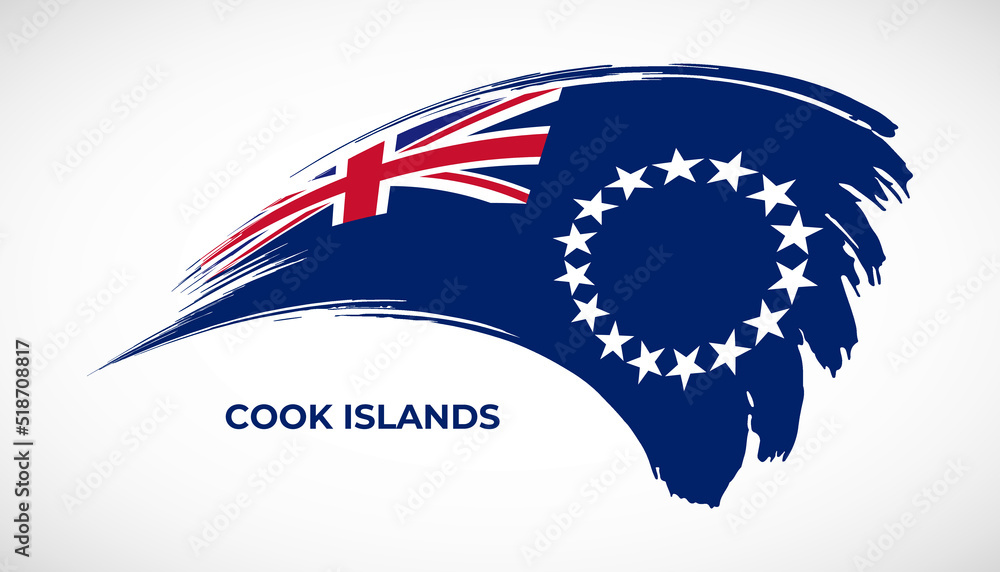 Hand drawing brush stroke flag of Cook Islands with painting effect ...