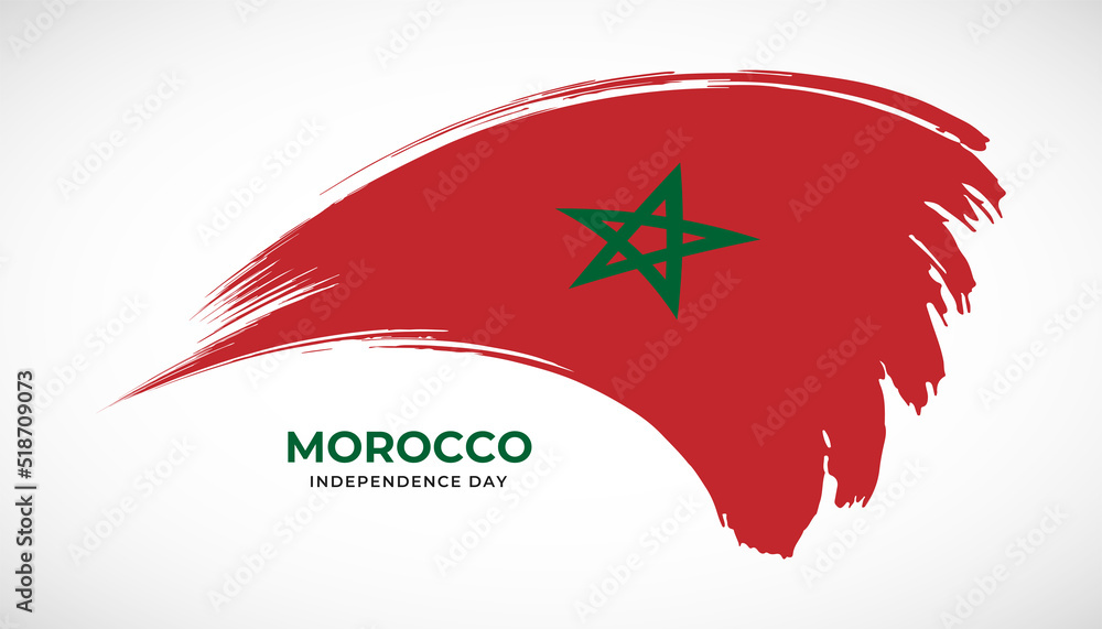 Hand drawing brush stroke flag of Morocco with painting effect vector ...