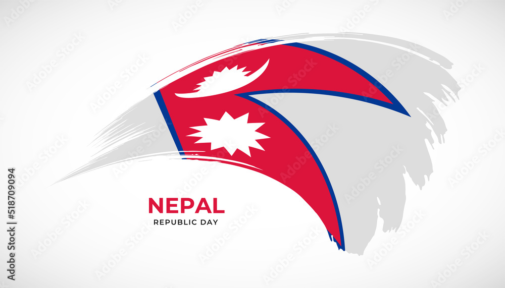 Hand drawing brush stroke flag of Nepal with painting effect vector ...