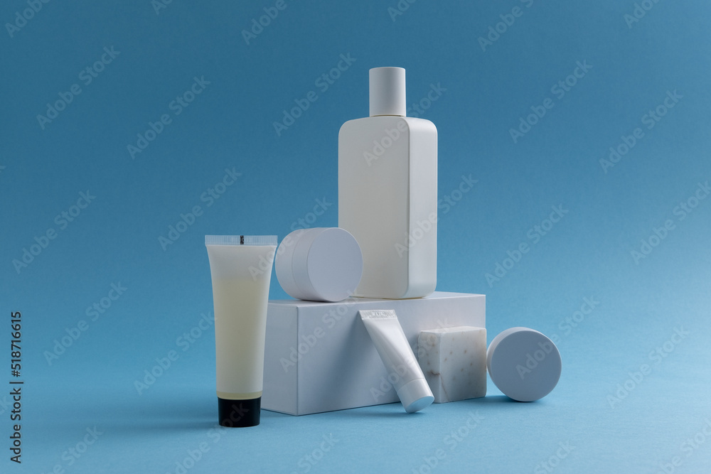 Minimal sustainable refill skincare & beauty white packaging, product ...